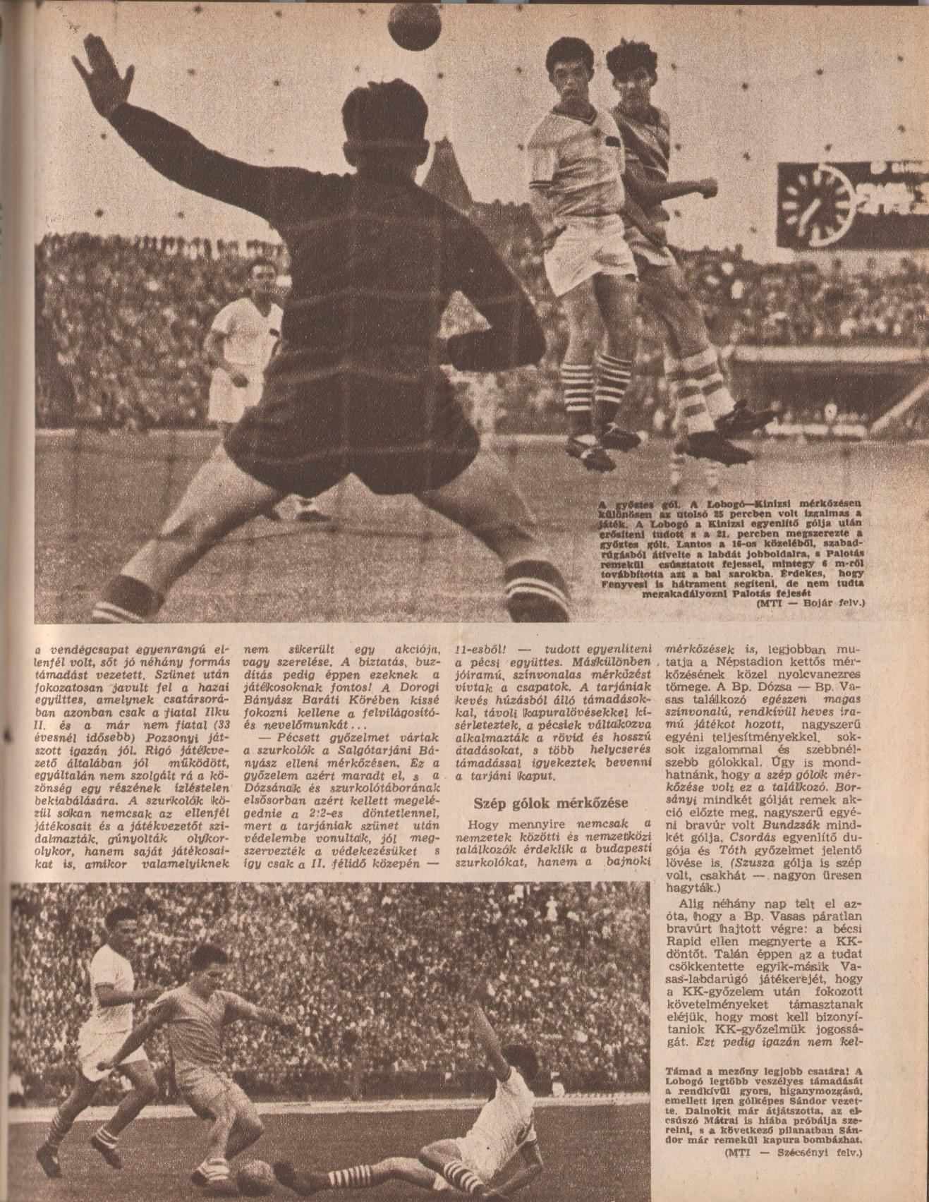 1956.VIII.12. Bp. Vörös Lobogó – Bp. Kinizsi 3:2 | Tempó, Fradi!